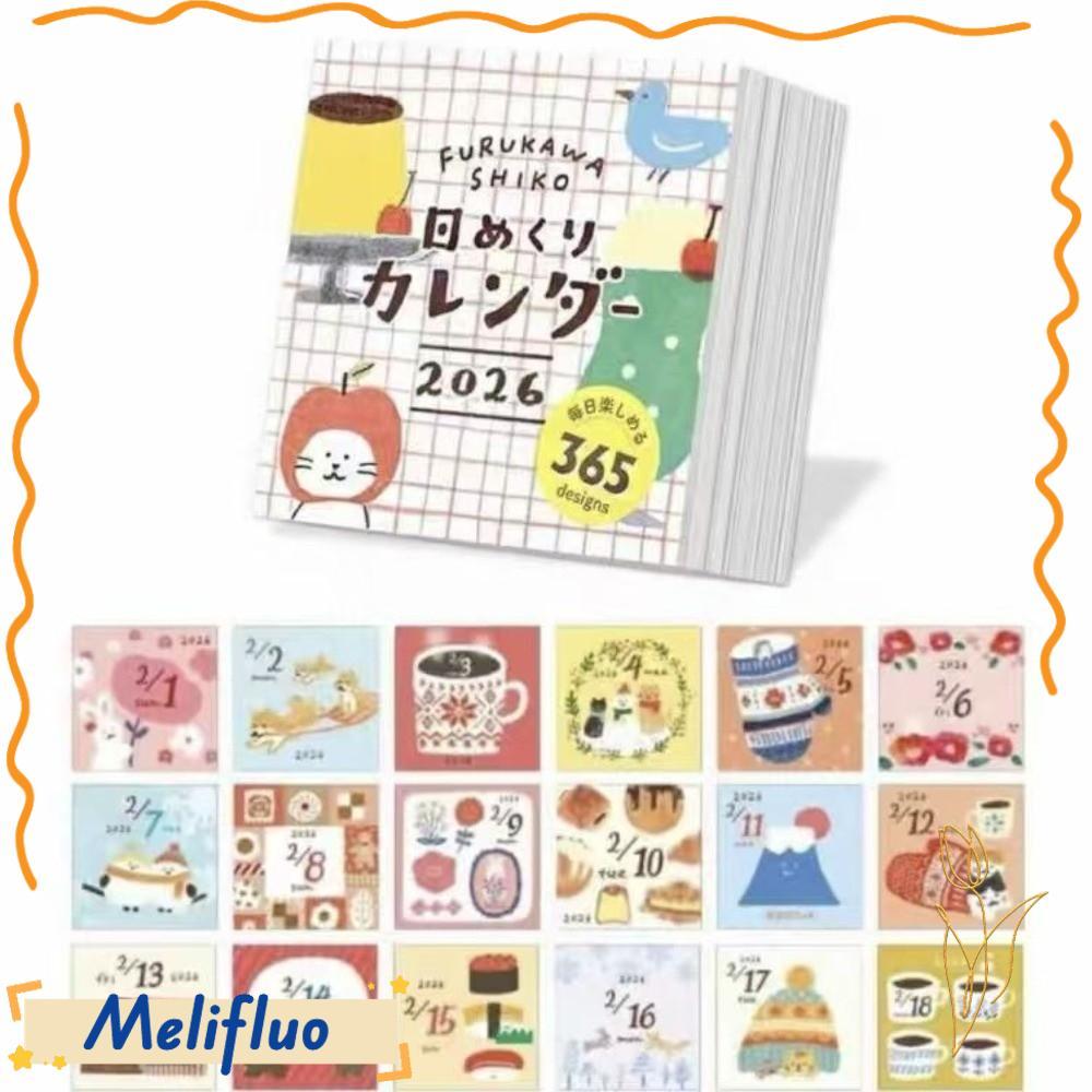 MELIFLUO 2026 Calendar, Cartoon Cat Desk Calendar, Hand-Teared DIY Mini ...
