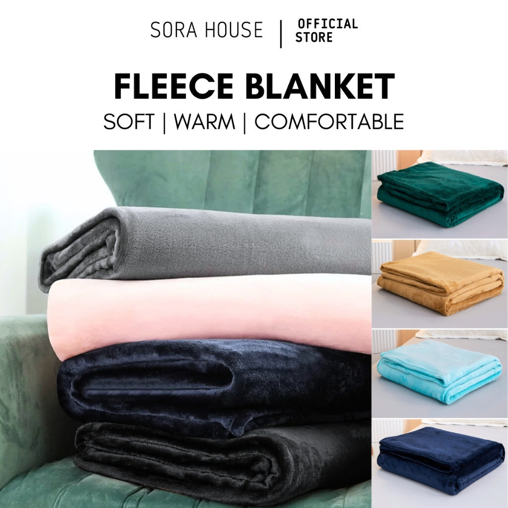 SORA Fleece Blanket Selimut Baldu Gebu Flannel Velvet Cotton Comforter ...