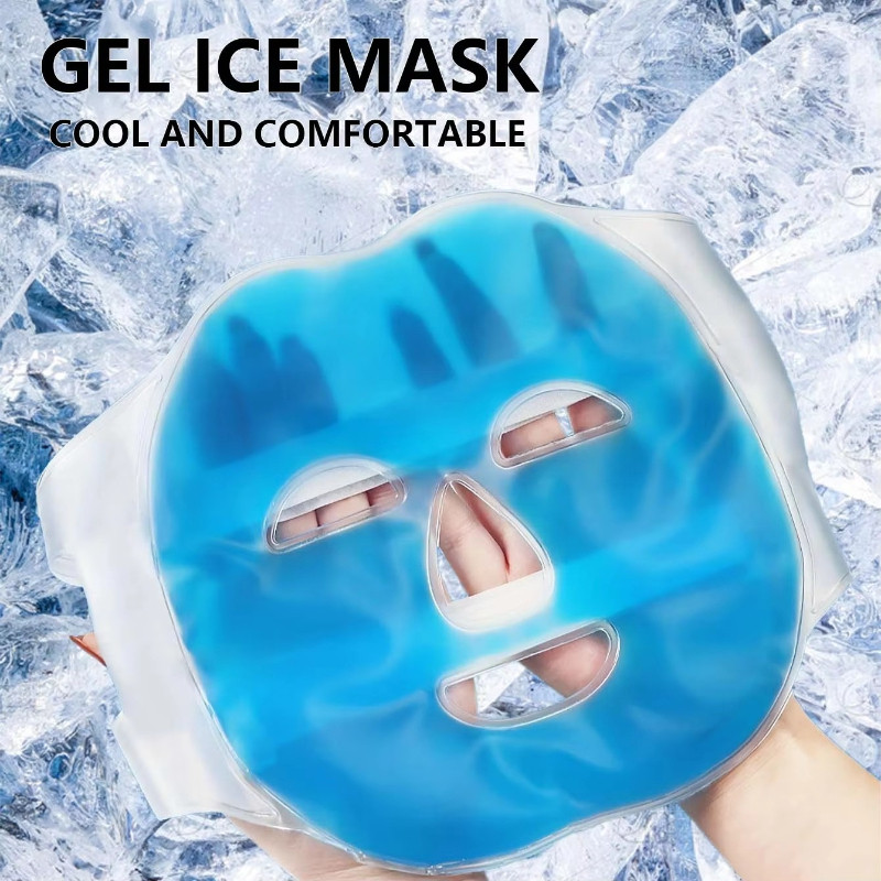 Cold Gel Face Mask Ice Compress Blue Full Face Moisturizing Cold With ...