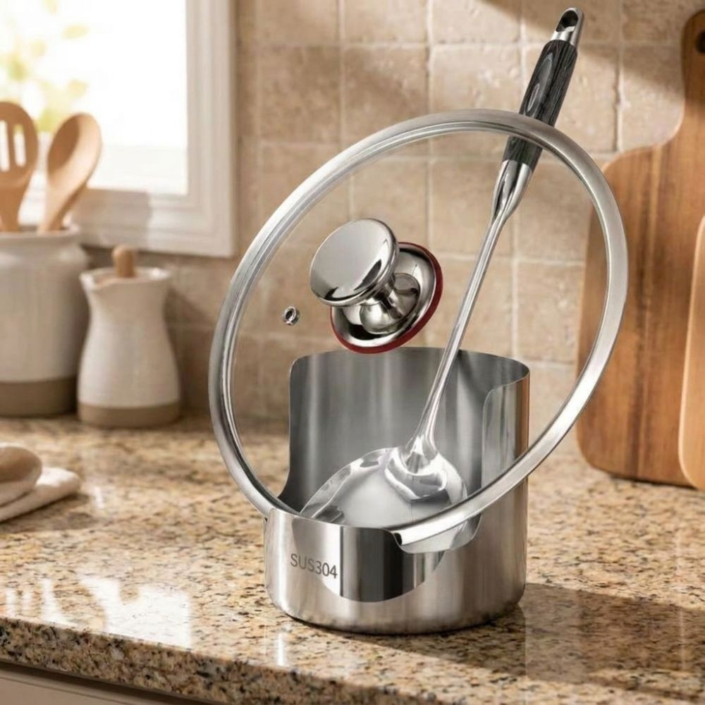 ELLSWORTH Pot Lid Storage Rack, Non-Slip Stainless Steel Spoon Holder ...