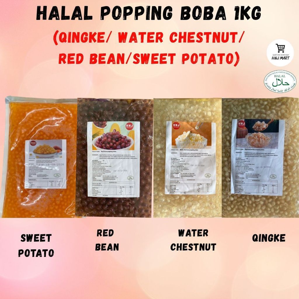HALAL POPPING BOBA & MAGIC BALL 1KG WATER CHESTNUT/QINGKE/RED BEAN ...