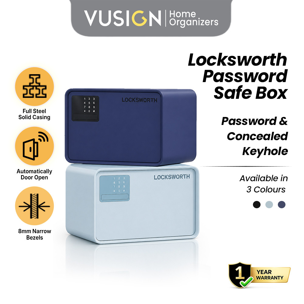 Vusign Locksworth Security Box | Password + Key | Compact Home Safe ...