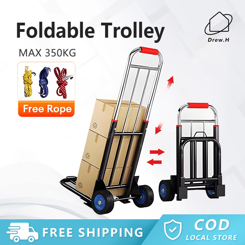 Heavy Duty Foldable Hand Trolley Max 350KG Portable Luggage Cart Free ...