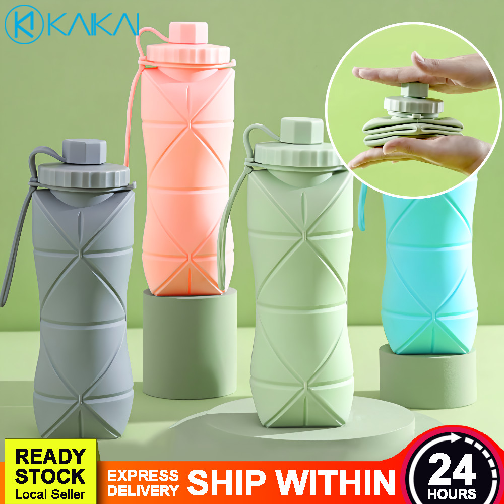 🔥 FOLD CUP 🔥 600ml Foldable Water Bottle Silicone Outdoor Collapsible ...