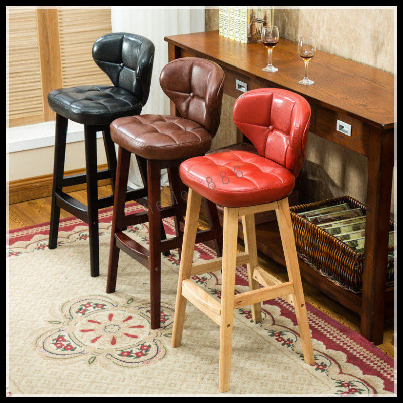 High Stool, Household Chair, Solid Wood Bar Chair, Bar Chair, Counter ...