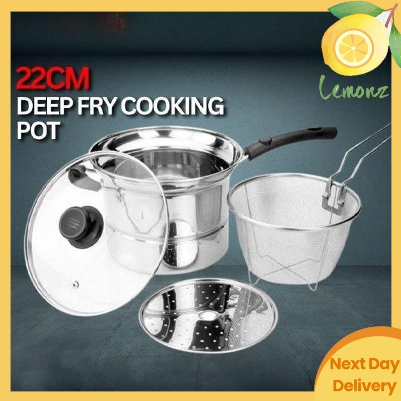 [Extra Thick] 304 Stainless Steel 22CM Multifunction Cooking Pot Pan ...
