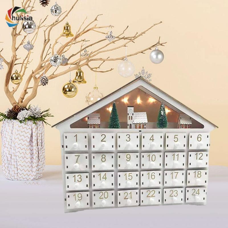 [chulisia] Creative Christmas Wooden Advent Calendar with LED Drawers ...