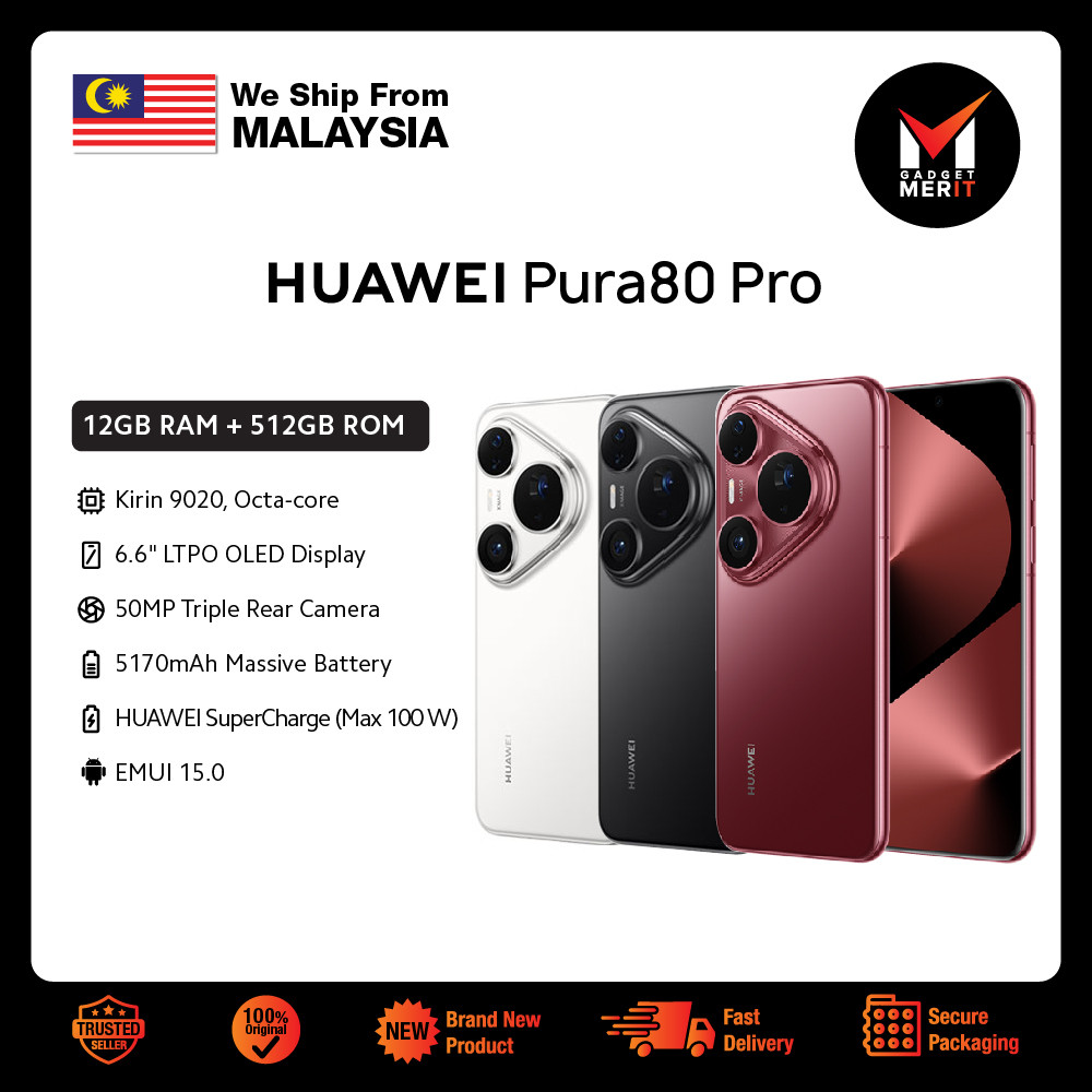 Huawei Pura 80 Pro Smartphone | Hisilicon Kirin 9020 | 6.8" OLED Dispaly | Tiga Kamera Belakang ...
