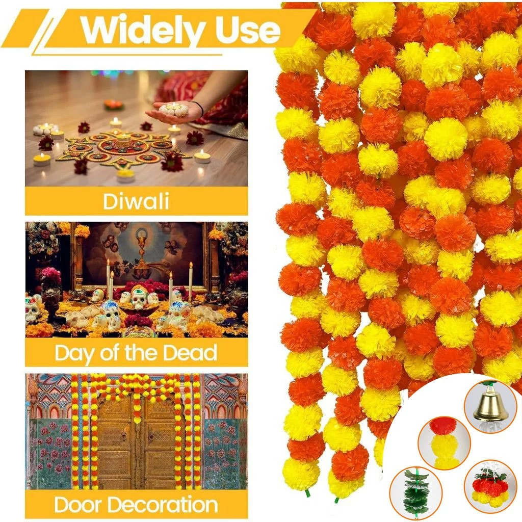 2025 150CM Deepavali Decorations Marigold Indian-style Leaf Bell ...