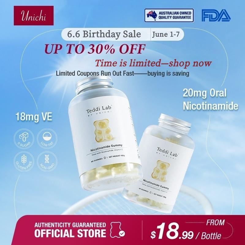 Unichi Nicotinamide Gummy | Supports Skin Glow | Edible Nicotinamide ...