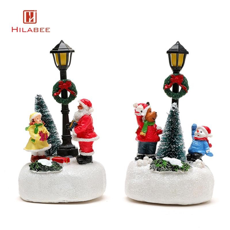[UsusexaMY] Christmas Village Scene Street Lamps Figurine Table ...