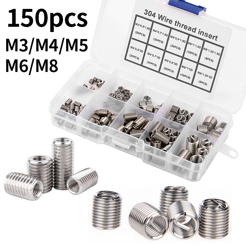 【150pcs】M3 M4 M5 M6 M8 Stainless Steel Helicoil Thread Insert Repair ...