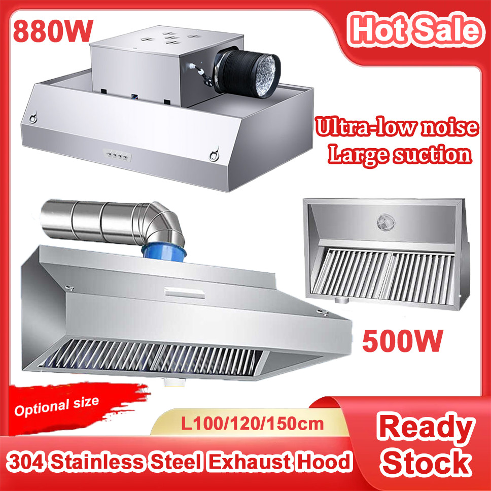 🔥Ready Stock🔥304 Stainless Steel Exhaust Hood Commercial Kitchen Range ...