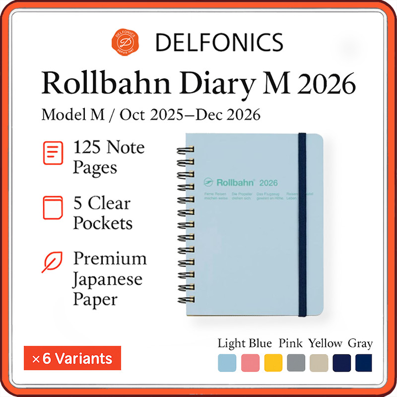 Delfonics Rollbahn Diary M 2026 Japanese Monthly Planner Notebook - Oct 2025-Dec 2026, Spiral ...