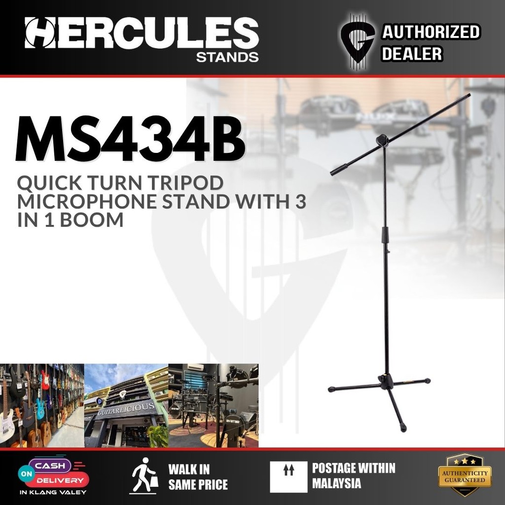 Hercules MS434B Quick Turn Tripod Mic Boom Stand - (MS434B ) | Shopee ...