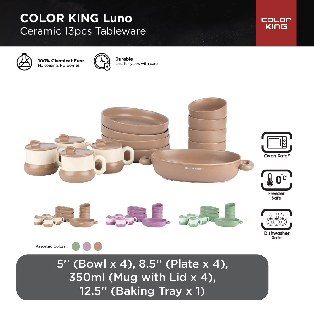 Color King Tableware Set (set of 13pcs)/ Luno Collection | Shopee Malaysia