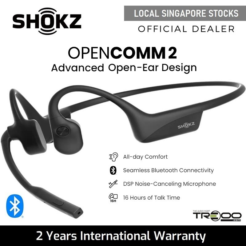 Shokz OpenComm2 Bluetooth Bone Conduction Headset with NoiseCancelling ...