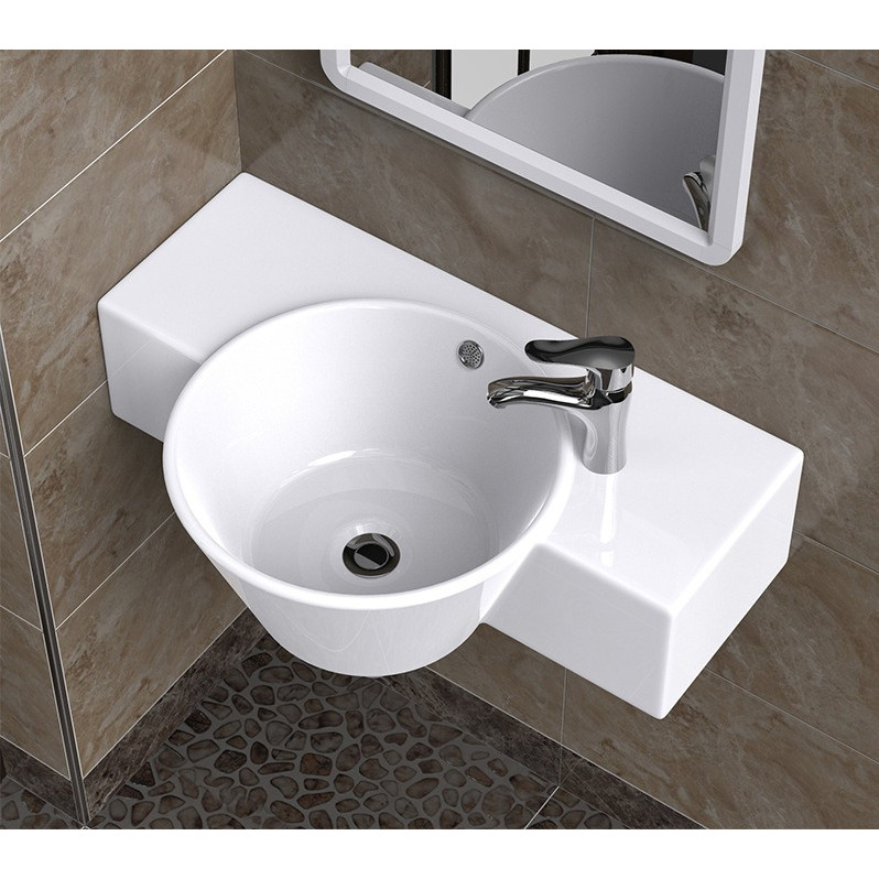 Minimalist Bathroom Wall Mounted Ceramic Washbasin with Integrated ...
