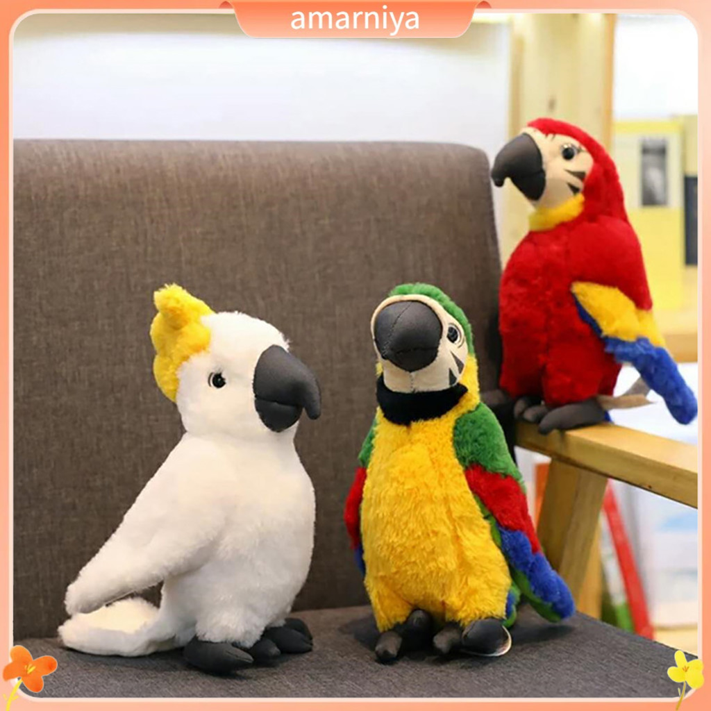 Colorful Talking Parrot Plush Toy, 25cm Lifelike Bird for Kids Bedroom ...
