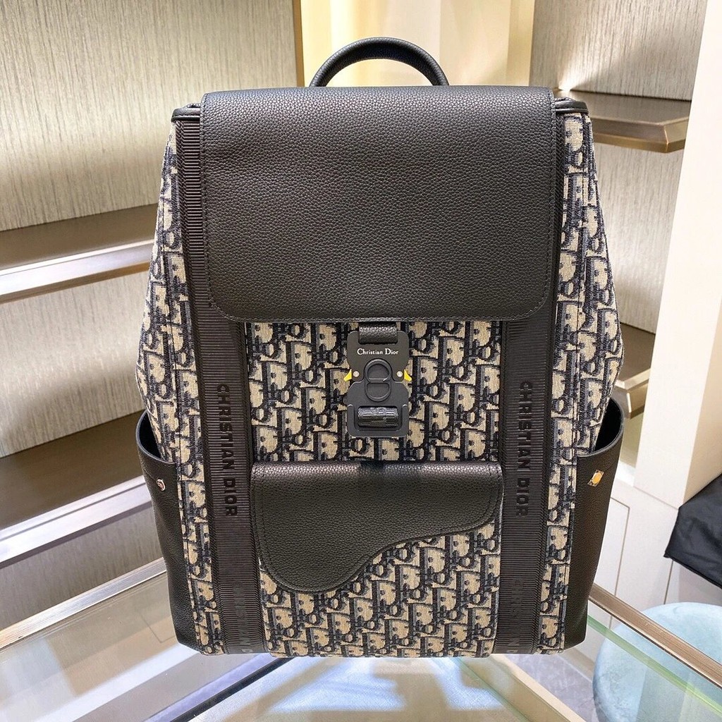 Dior Large Capacity Grain Leather Saddle Bag School Bag Backpack ...