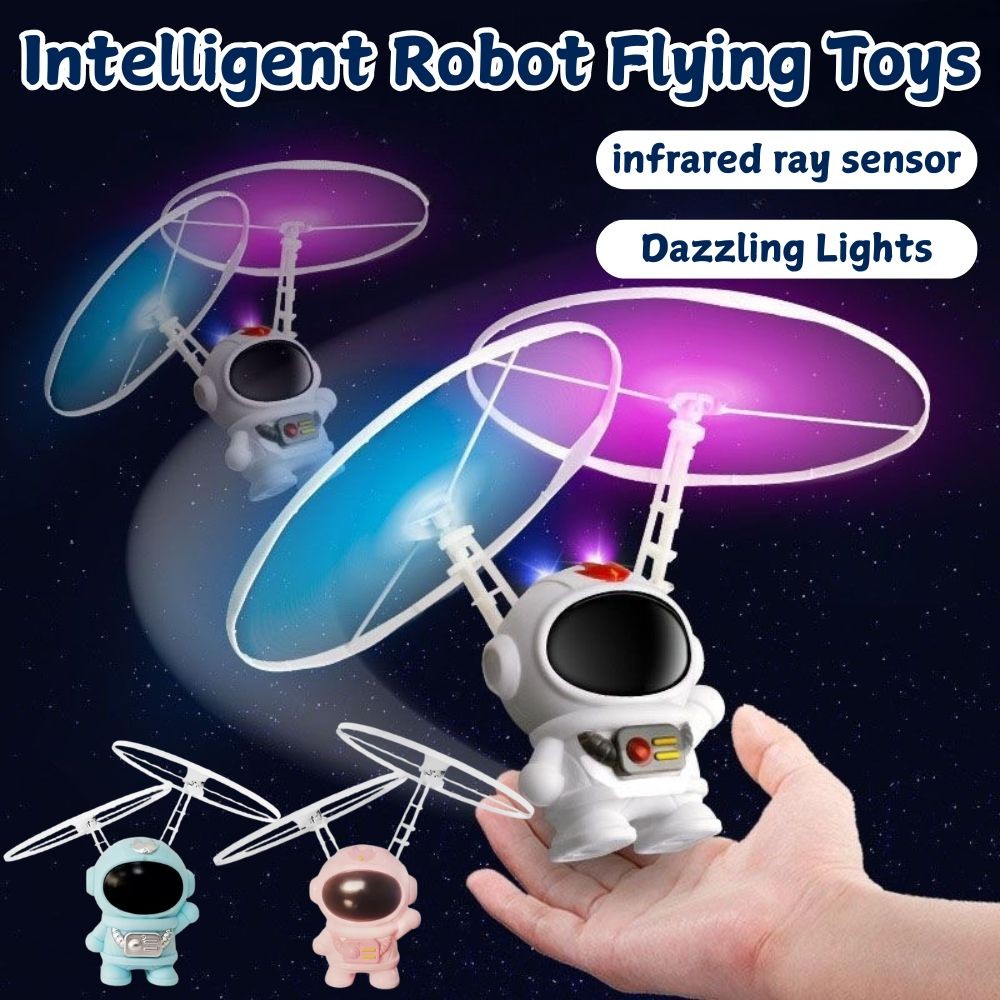 Kids Spaceman Robot Flying Toy Astronaut Induction Magic Ball RGB Light ...