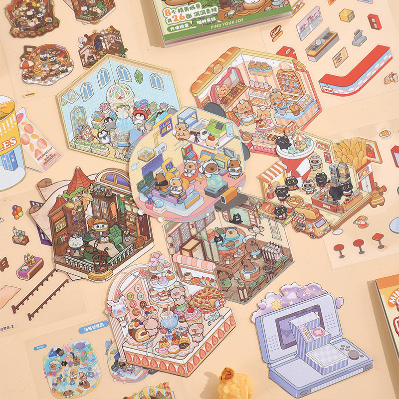 ENWEI 26 Pcs [Mini Landscape Sticker Book Series] Landscape Stickers 3D ...