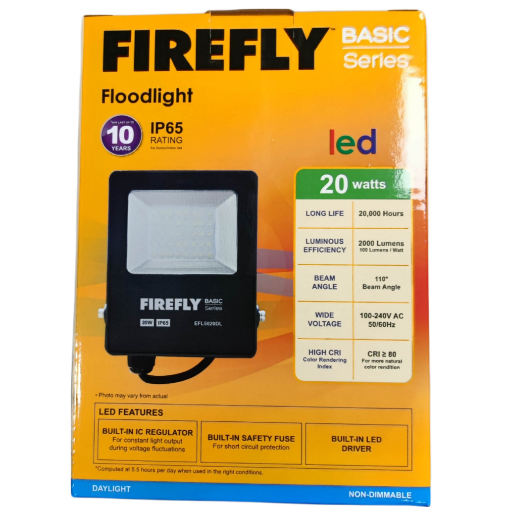 Firefly LED Floodlight 220V Daylight 20W LED Flood Light Basic Series Daylight 220V - EFL5020DL ...