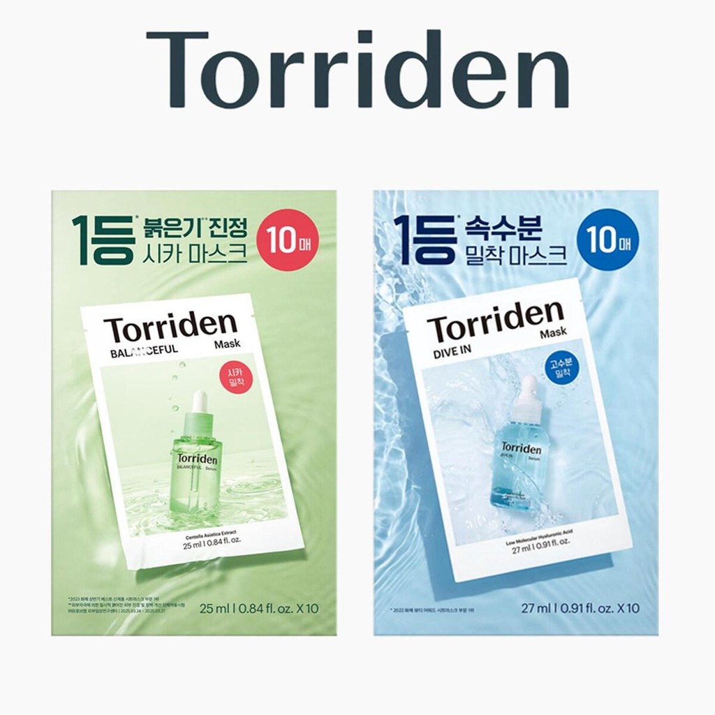 Torriden DIVE IN Hyaluronic Acid Facial/BALANCEFUL Cica Facial Mask 10 ...