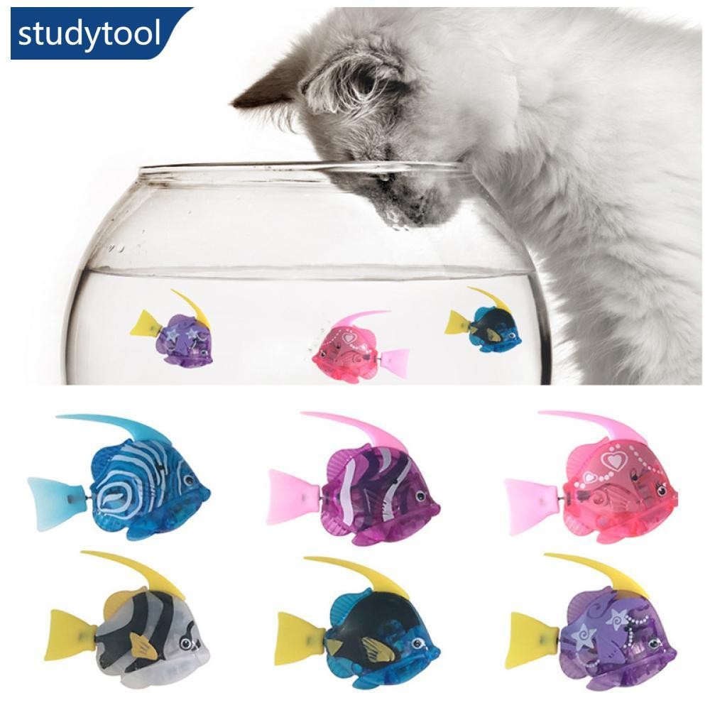 STUDYTOOL Electric Fish Cat Interactive Toy with Light Swimming Robot ...