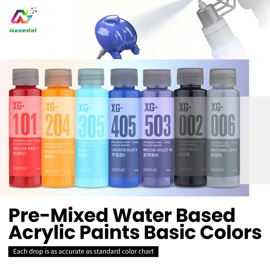 DSPIAE XG Series Pre Mixed Water Based Model Paint Basic Colors 50ML ...
