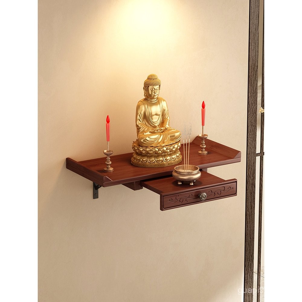 Wall-Mounted Buddhist Niche Solid Wood Worship Table Buddhist Table ...