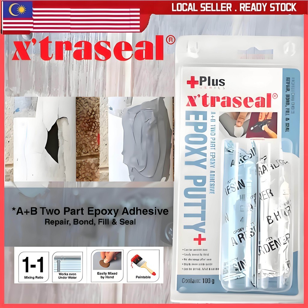 XTRASEAL X'traseal Plus Series Epoxy Putty+ (2 x 50g) Fixed Repair ...