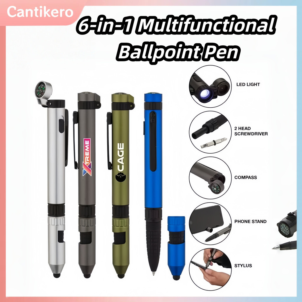 6 in 1 Ball Portable Pen Multi-function Tool , Ballpoint Pen ...