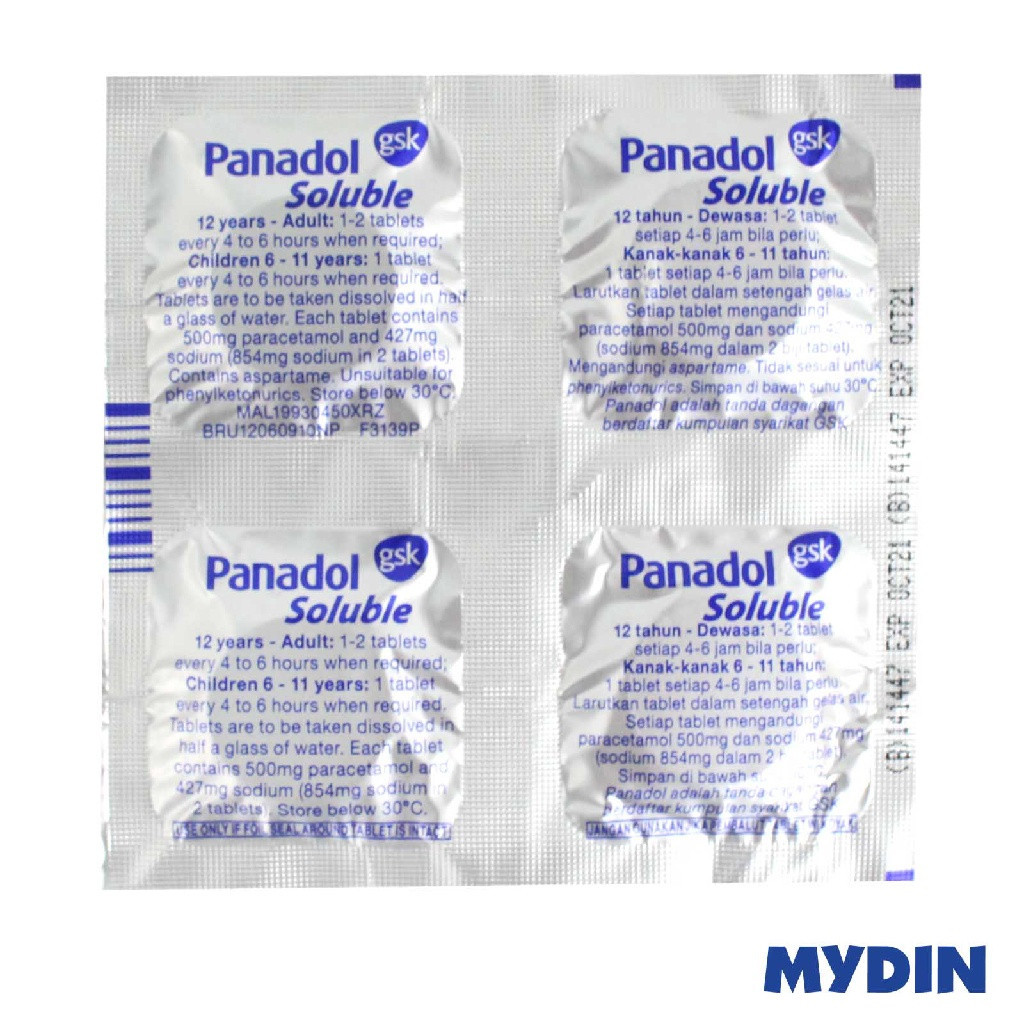 Panadol Soluble Lemon Flavour 500mg (4 tablets) | Shopee Malaysia