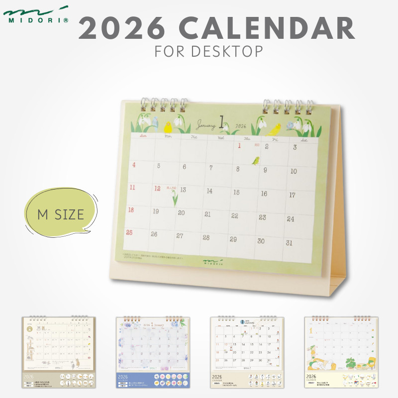 Midori 2026 Desktop Calendar M Size - Various Designs, Japan Diary ...