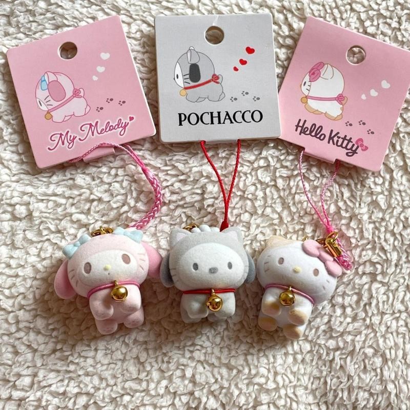 ThickRich Cartoon Sanrio Hello Kitty Kuromi Pochacco Flocked Pendant ...