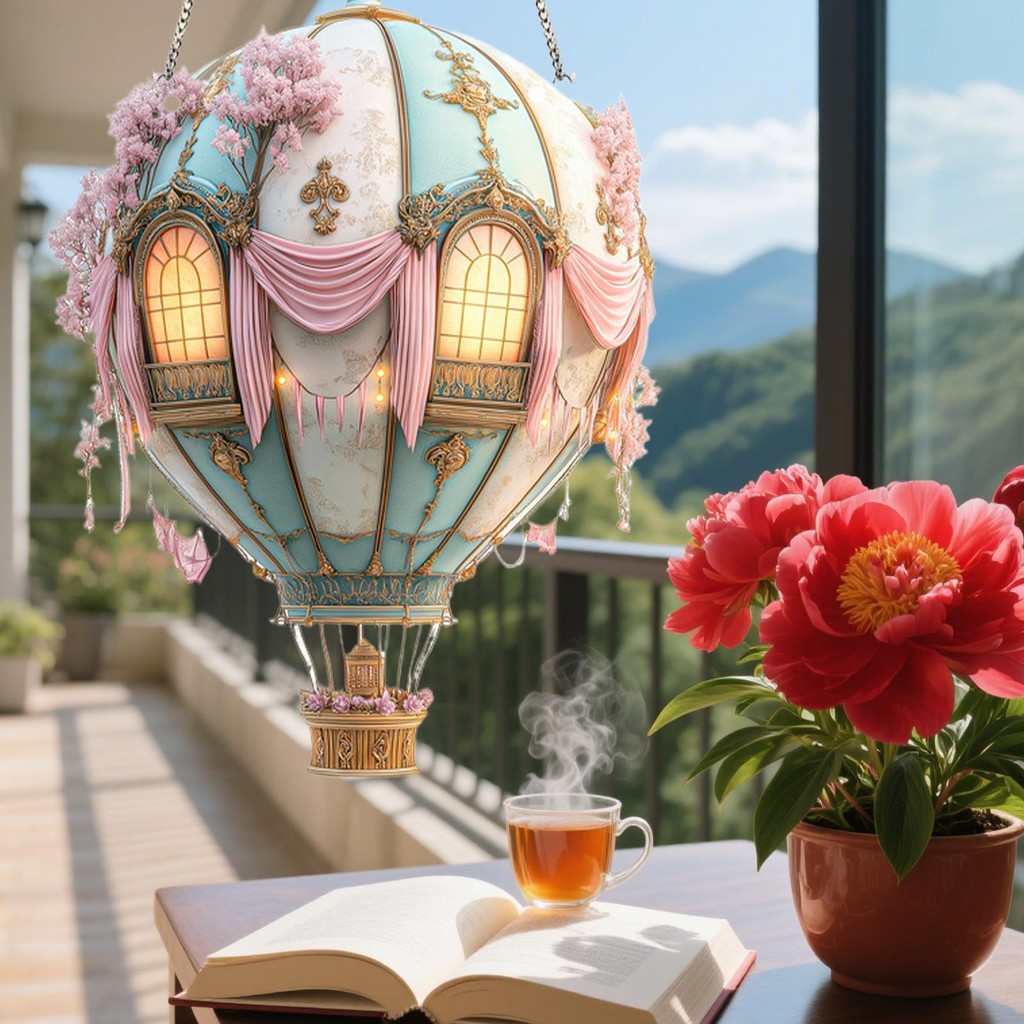 Hot Air Balloon Solar Lights Outdoor Solar Flickering Flame Light ...