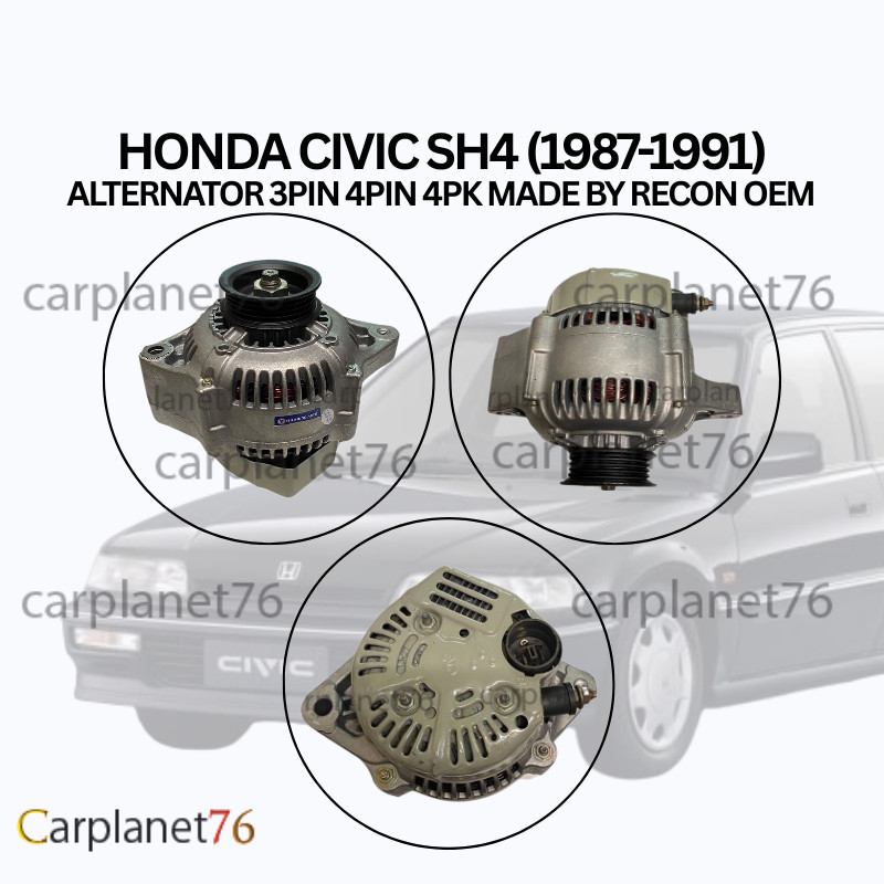 HONDA CIVIC SH4 (1987-1991) ALTERNATOR 3PIN 4PIN 4PK MADE BY RECON OEM ...