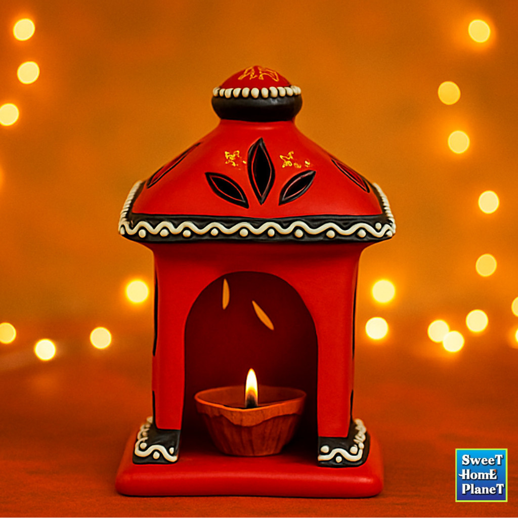 Terracotta Oil Lamp House Traditional Hut Agal Diya Light Holder ...