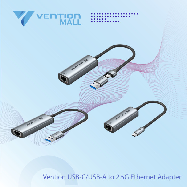Vention Ethernet Adapter Dual USB A 3.0 Type C 2.5Gbps to RJ45 UTP LAN ...