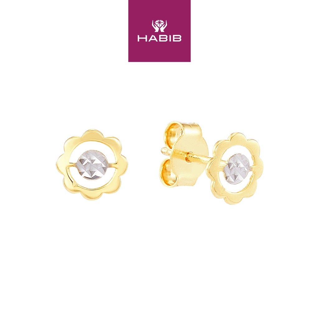 HABIB 375/9K Yellow and White Gold Earrings MNM273(E) | Shopee Malaysia