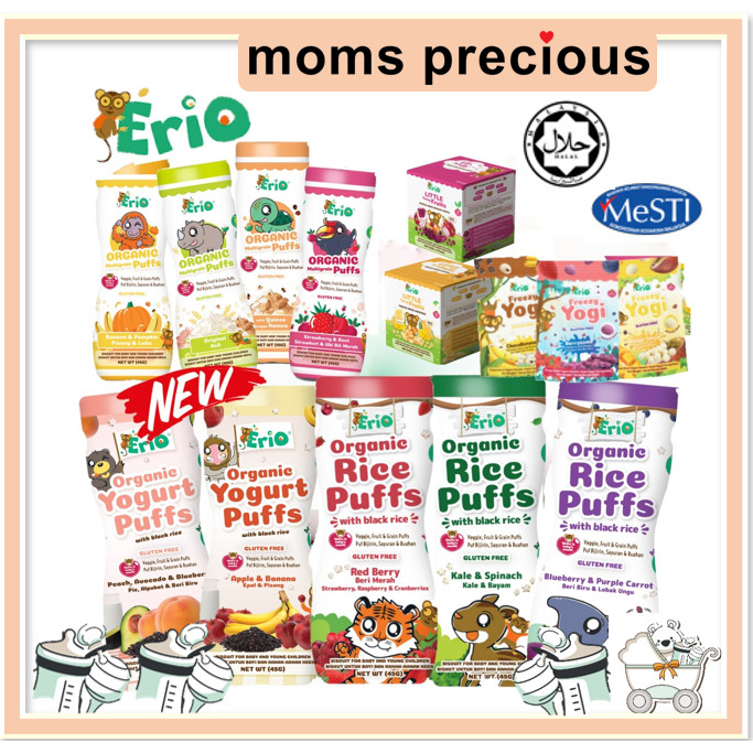 [ HALAL ] Erio Organic Baby Multigrain Puffs /Black Rice Puff /Yogurt ...