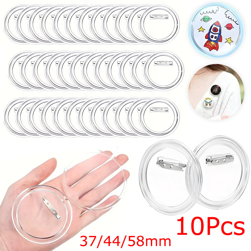 10PCS/PACK Clear Acrylic Badge Blanks DIY Button Pins for Custom Photos ...