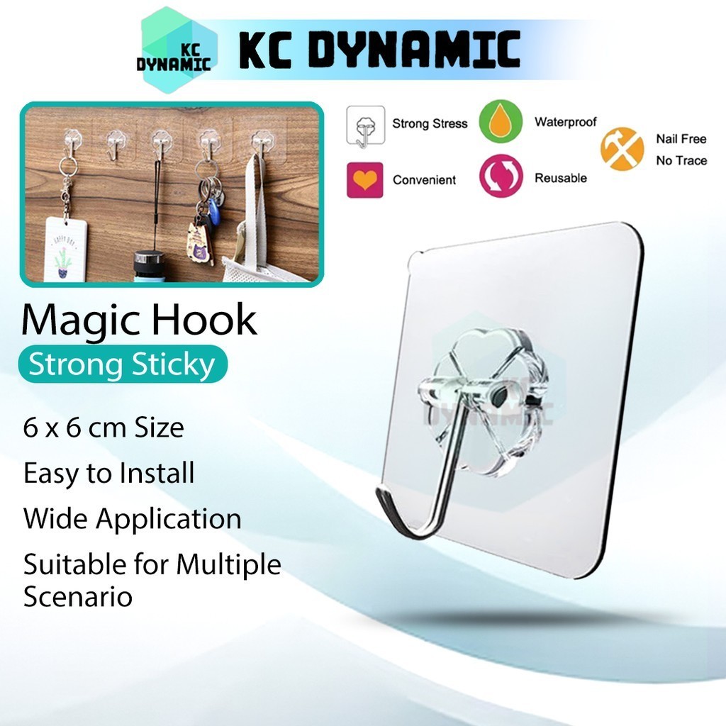 Magic Hook Strong Sticky Transparent Wall Hook 1pc Heavy Duty Heavy ...