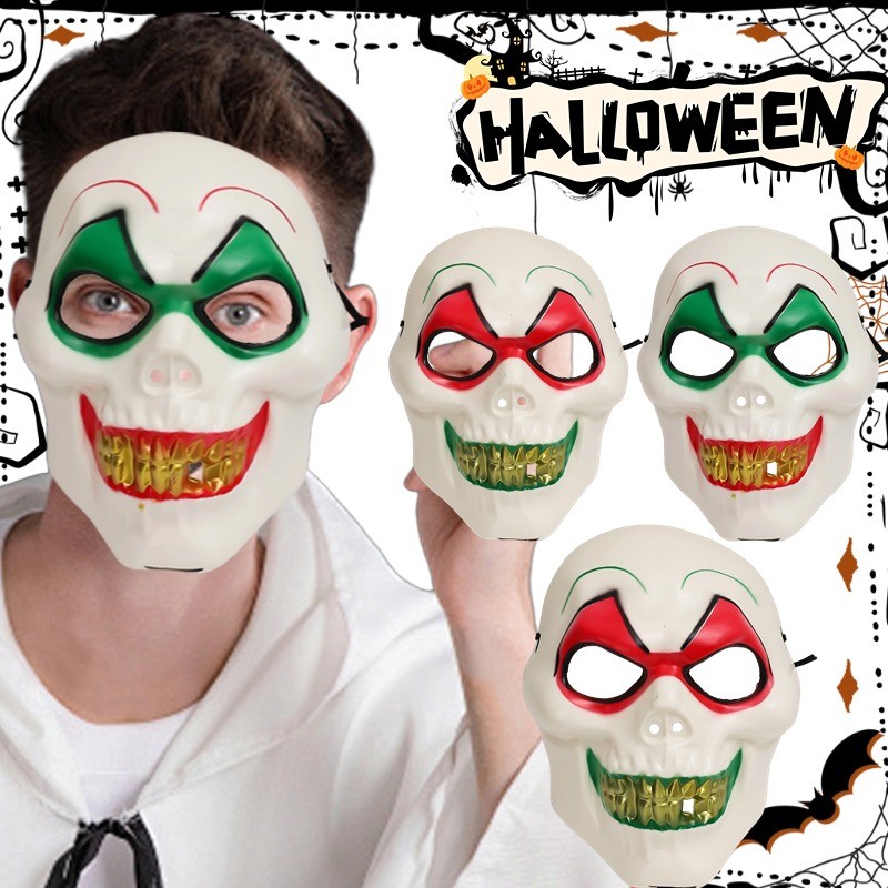 Halloween Funny Weird Big Gold Teeth Mask Spooky Red Green Eyes Masks ...