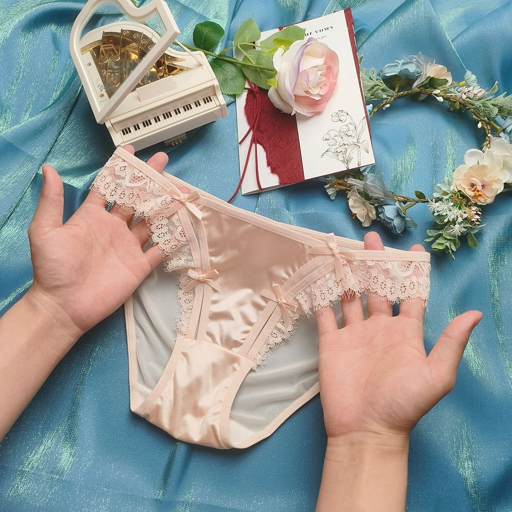 Silk Split Bow Briefs - High-Grade Pink with Soft Cotton Crotch ...