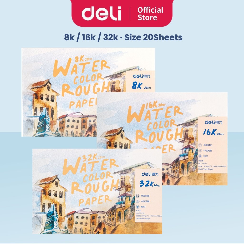 Deli Finenolo Art Sketch Paper Set Watercolor/ Drawing/ Gouache 8K 16K ...