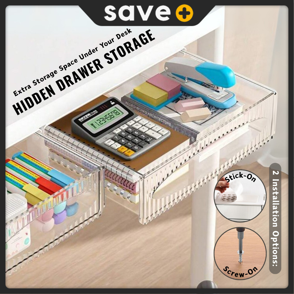 SAVE Multi-Purpose Under Desk Drawer Organizer Hidden Drawer Under ...