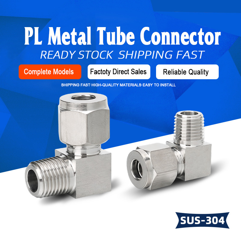 SS304 Pneumatic Air Connector PL ferrule fitting Elbow Metal pipe ...