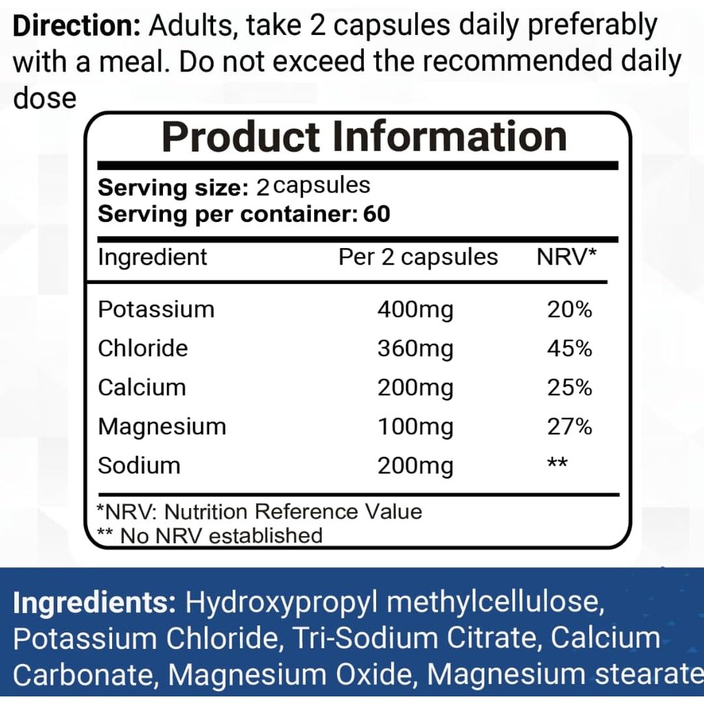Electrolytes Complex –Magnesium, Potassium, Calcium, Sodium & Chloride ...
